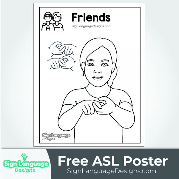 Free ASL Sign Poster - BW Frog - Sign Language Designs