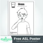Free ASL Sign Poster - BW Glass - Sign Language Designs
