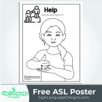 Free ASL Sign Poster - BW Help - Sign Language Designs
