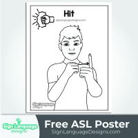 Free ASL Sign Poster - BW Hit - Sign Language Designs