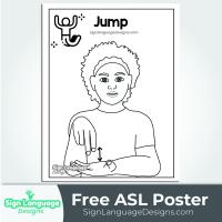 Free ASL Sign Poster - BW Jump - Sign Language Designs