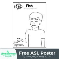 Free ASL Sign Poster - BW FISH - Sign Language Designs