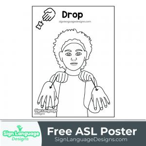 Free ASL Sign Poster - BW DRINK - Sign Language Designs