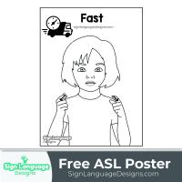 Free ASL Sign Poster - BW FAT - Sign Language Designs