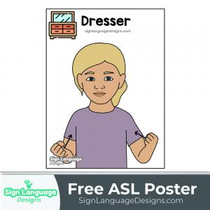 Free ASL Sign Poster - BW FISH - Sign Language Designs