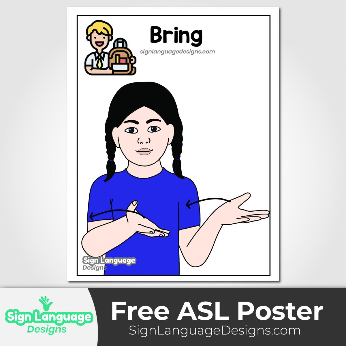 Free ASL Sign Poster - BRAVE - Sign Language Designs