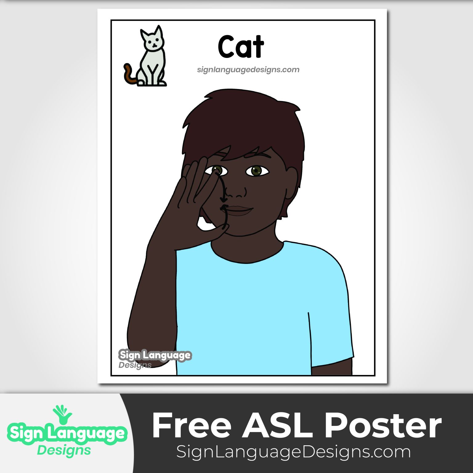 Free ASL Sign Poster - HAPPY - Sign Language Designs
