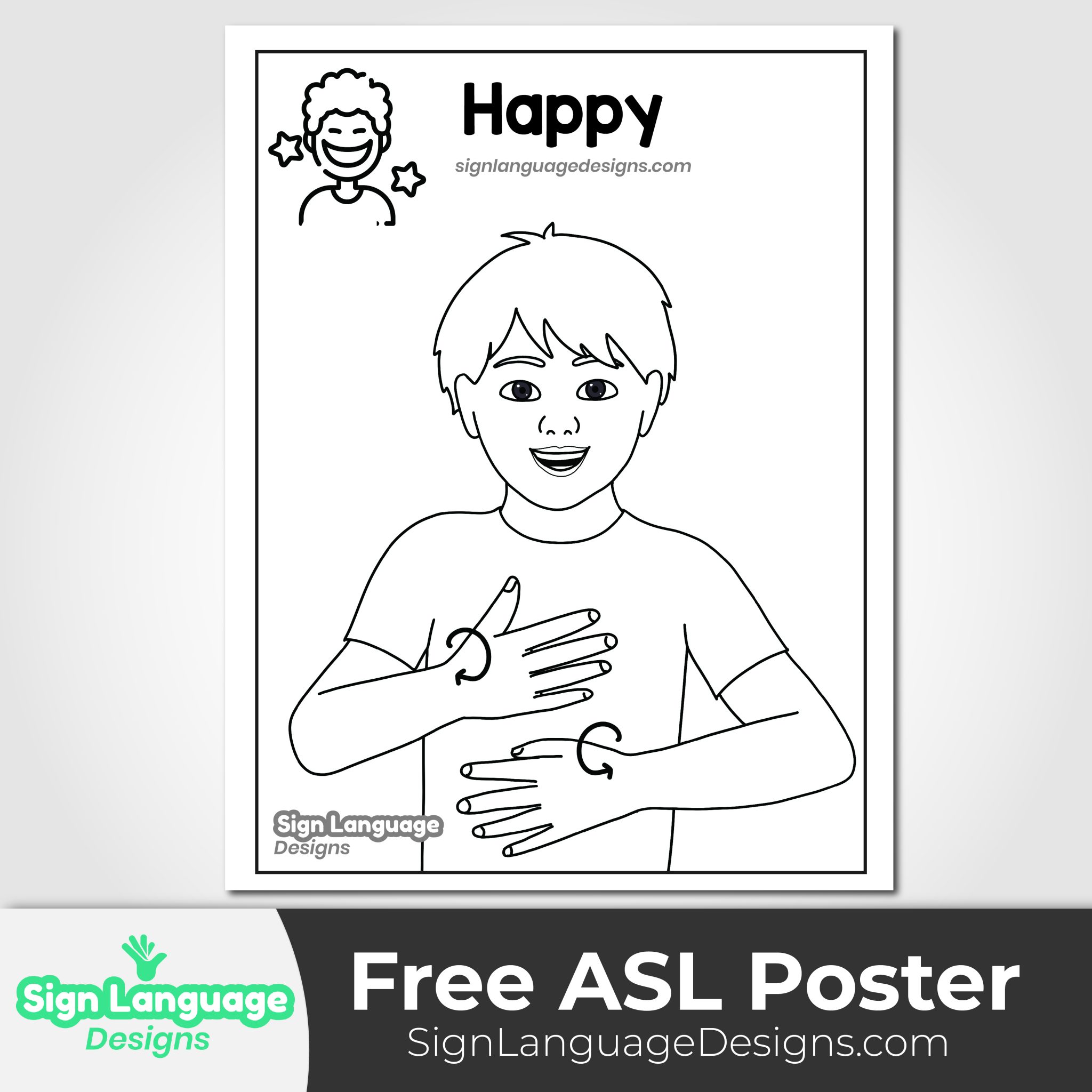 Free ASL Sign Poster - BW SIT - Sign Language Designs