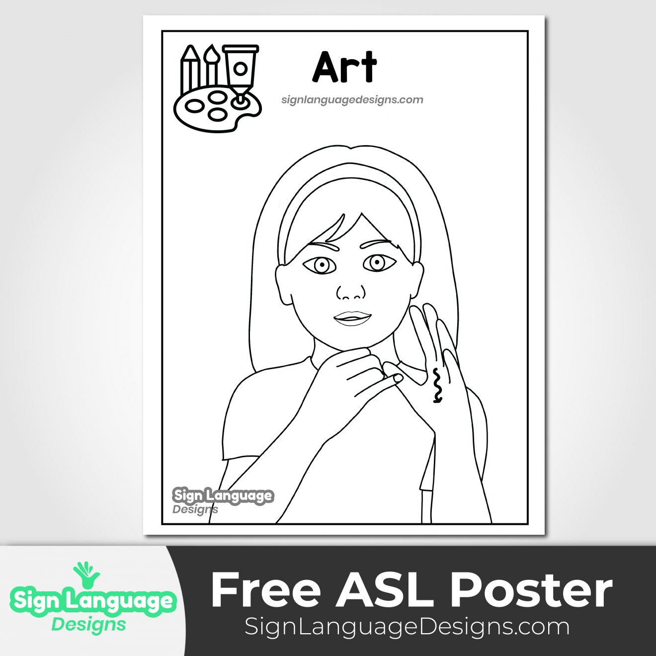 Free ASL Sign Poster - BW DRAMA - Sign Language Designs