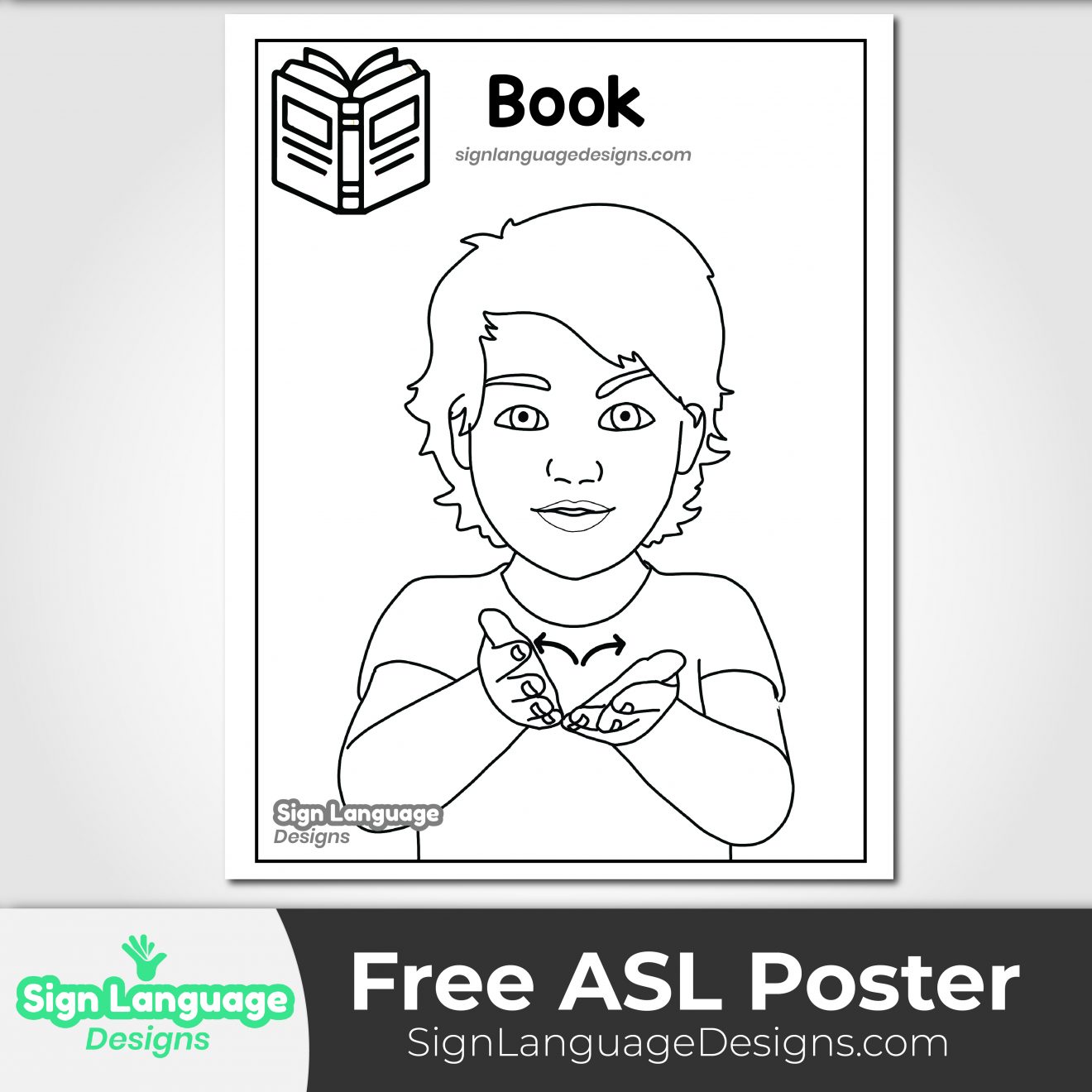 Free ASL Sign Poster - BW BLOW - Sign Language Designs