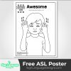 Free ASL Sign Poster - BW AUTUMN - Sign Language Designs