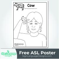 Free ASL Sign Poster - BW COW - Sign Language Designs