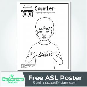 Free ASL Sign Poster - BW COW - Sign Language Designs