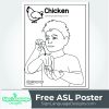 Free ASL Sign Poster - BW CHICKEN - Sign Language Designs