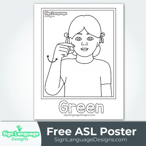 Free ASL Sign B&W Poster - Color Pink - Sign Language Designs