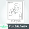 Free ASL Sign B&W Poster - Color Purple - Sign Language Designs