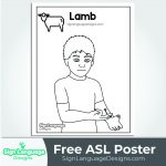 Free ASL Sign Poster - BW LAMB - Sign Language Designs