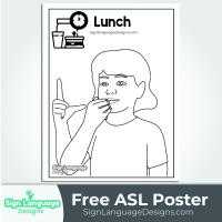 Free ASL Sign Poster - BW LUNCH - Sign Language Designs